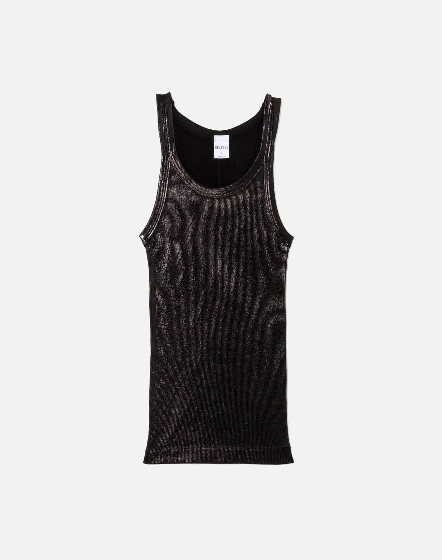 RE/DONE | Foil Ribbed Tank in Black Foil